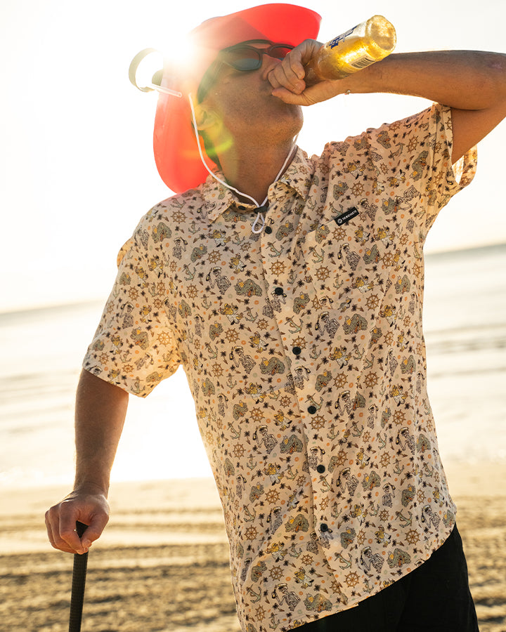 CROC CAPTAIN | SS WOVEN SHIRT - CEMENT – The Mad Hueys