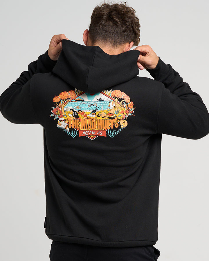 MEAN AS NZ | HOODED PULLOVER - BLACK – The Mad Hueys